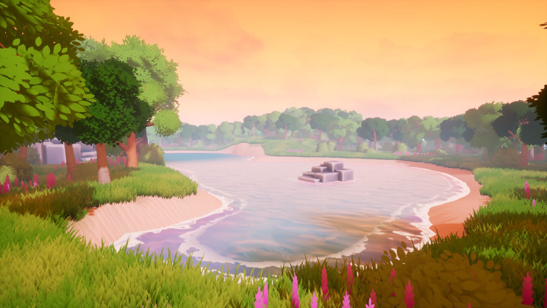 ArtStation - A Peaceful Evening - Stylized Lake Scene UE4