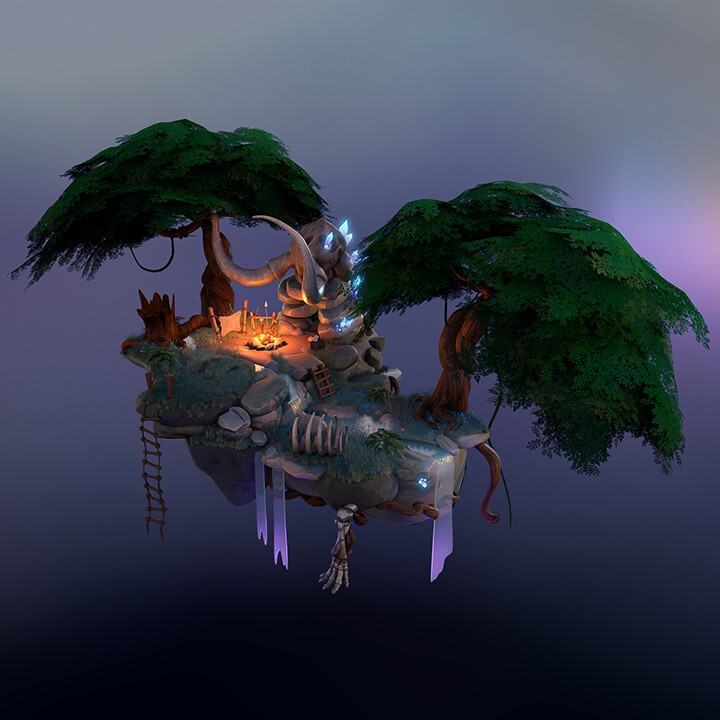 ArtStation - Stylized floating island