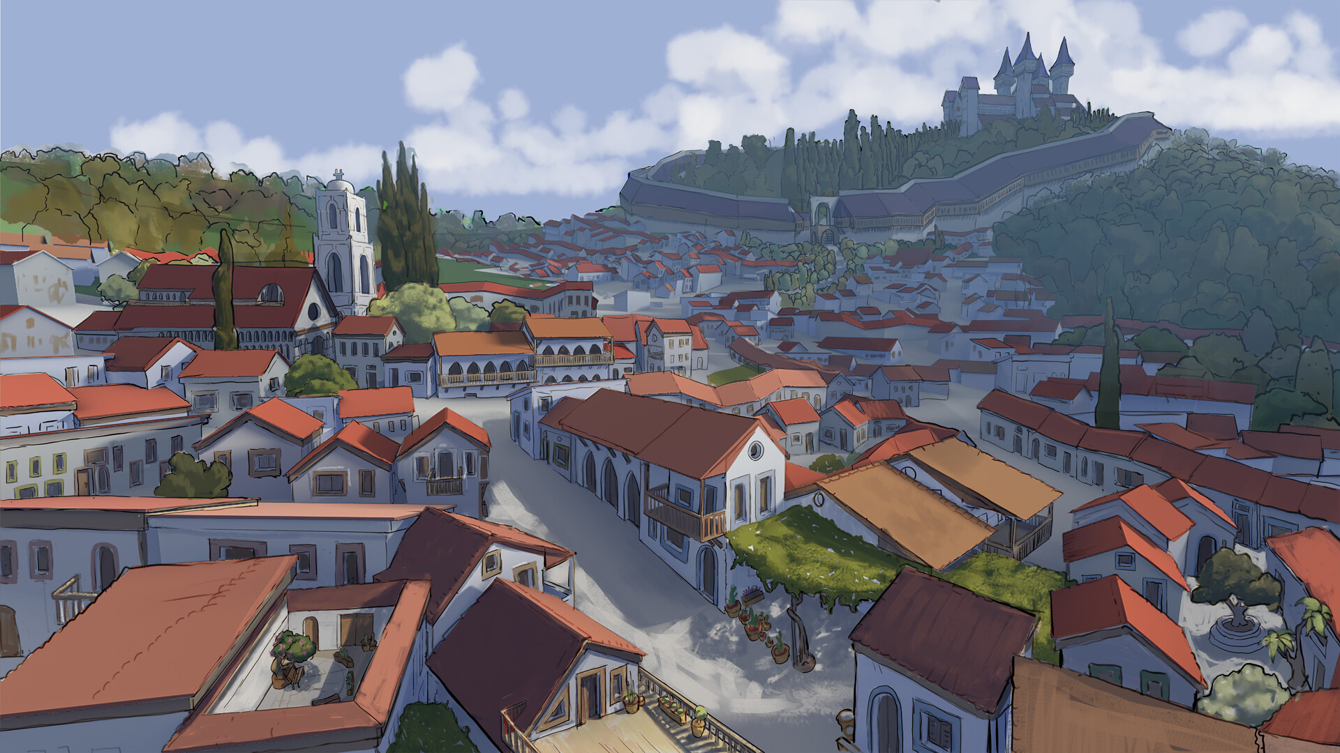ArtStation - Mediterranean town.