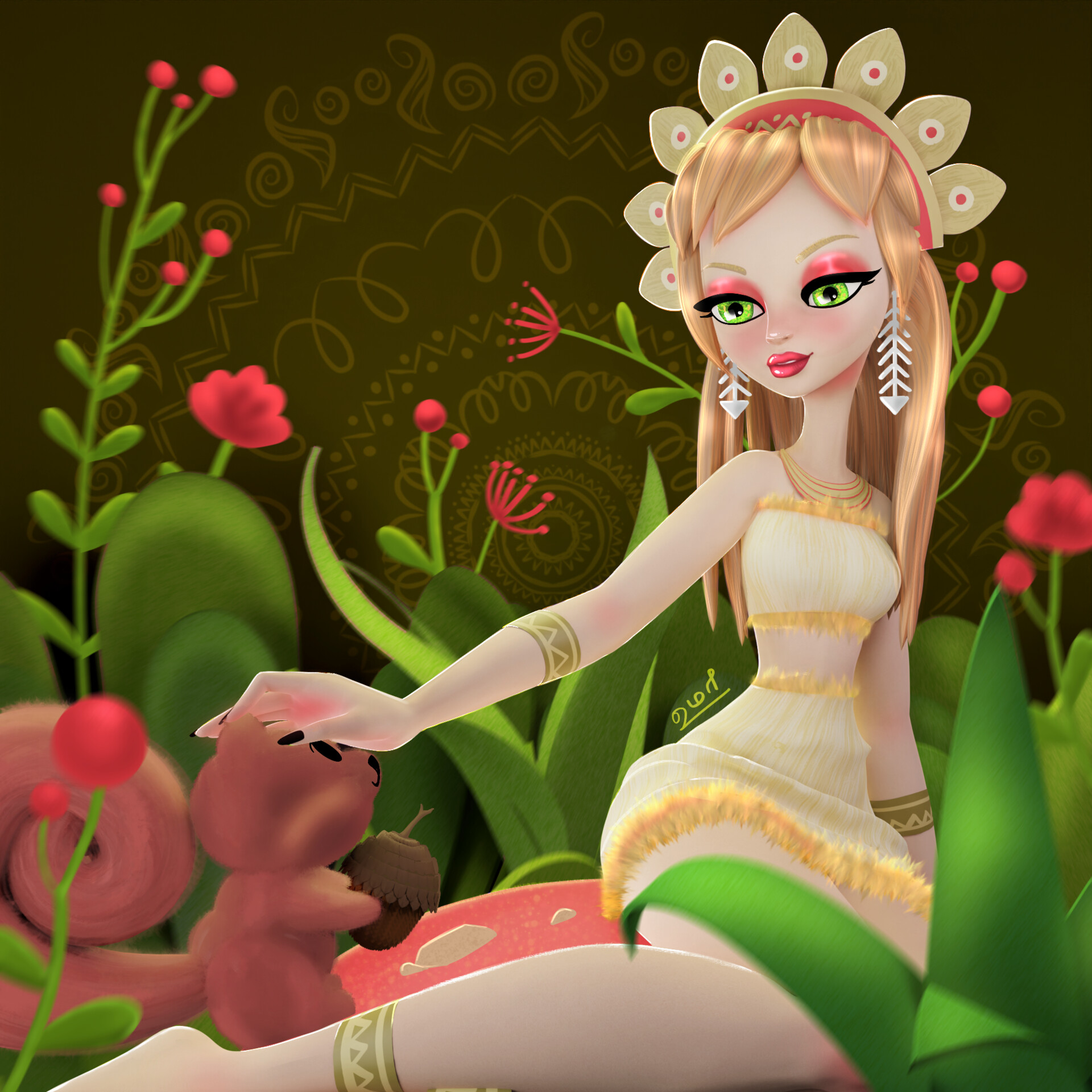 ArtStation - Tribal girl Diyaana and her Chipmunk