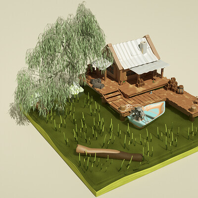 ArtStation - swamp house - Stylized
