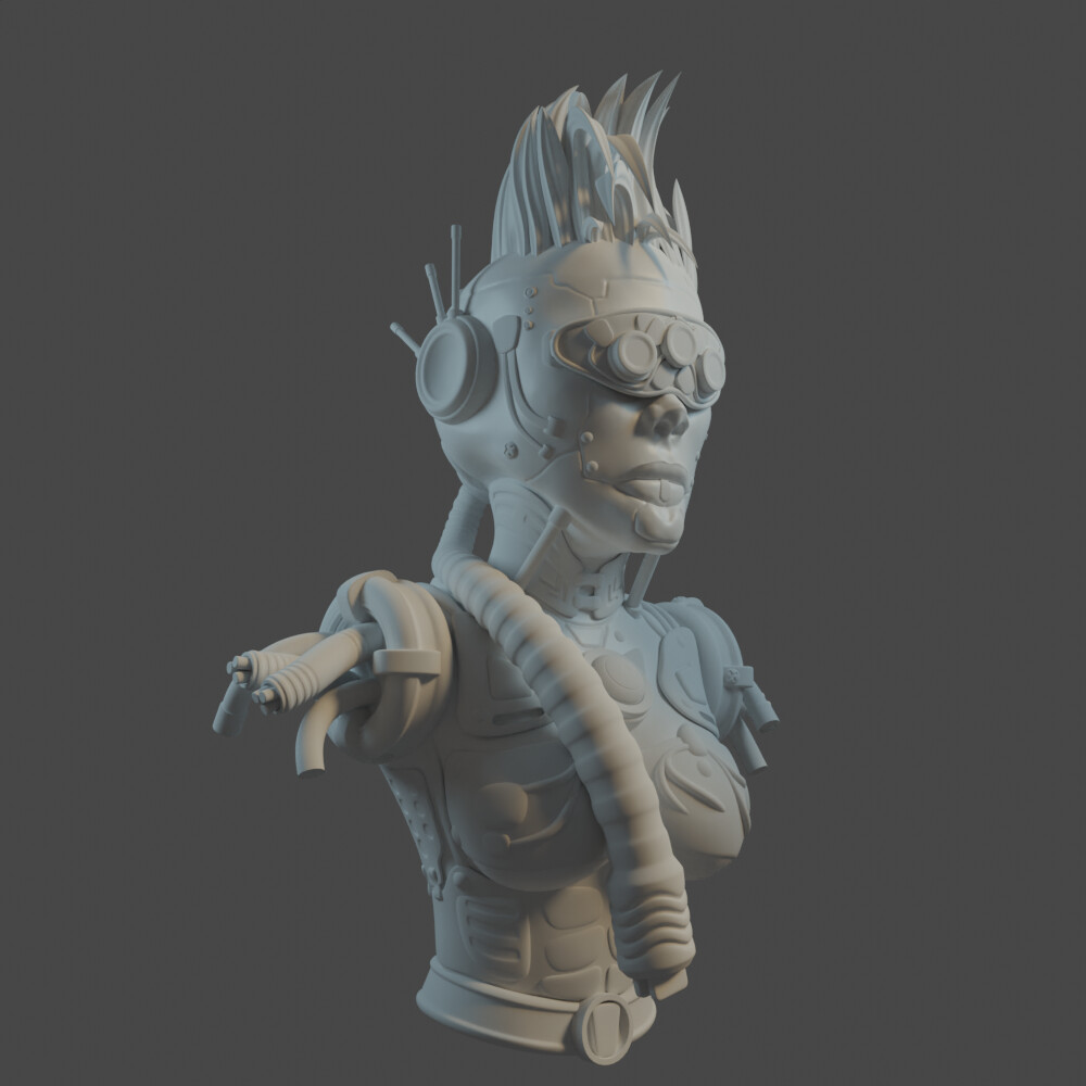ArtStation - Cyberpunk Stylized GIrl - Sculping Practice_02