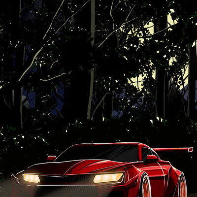 ArtStation - Car in forest