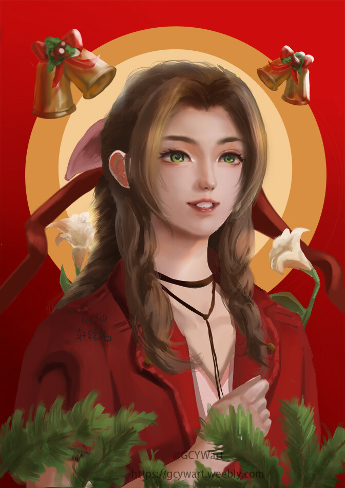 ArtStation - Aerith Christmas Final Fantasy 7 fanart