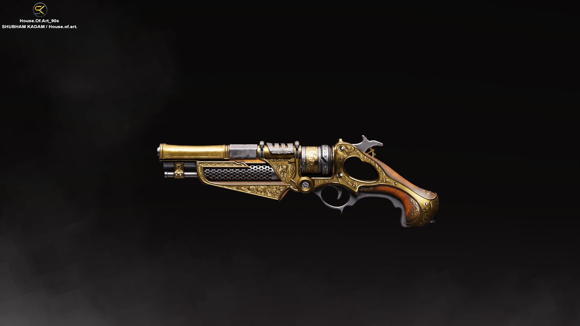 ArtStation - Golden Steampunk Revolver - [ Wolf Agent 10MM Revolver ]