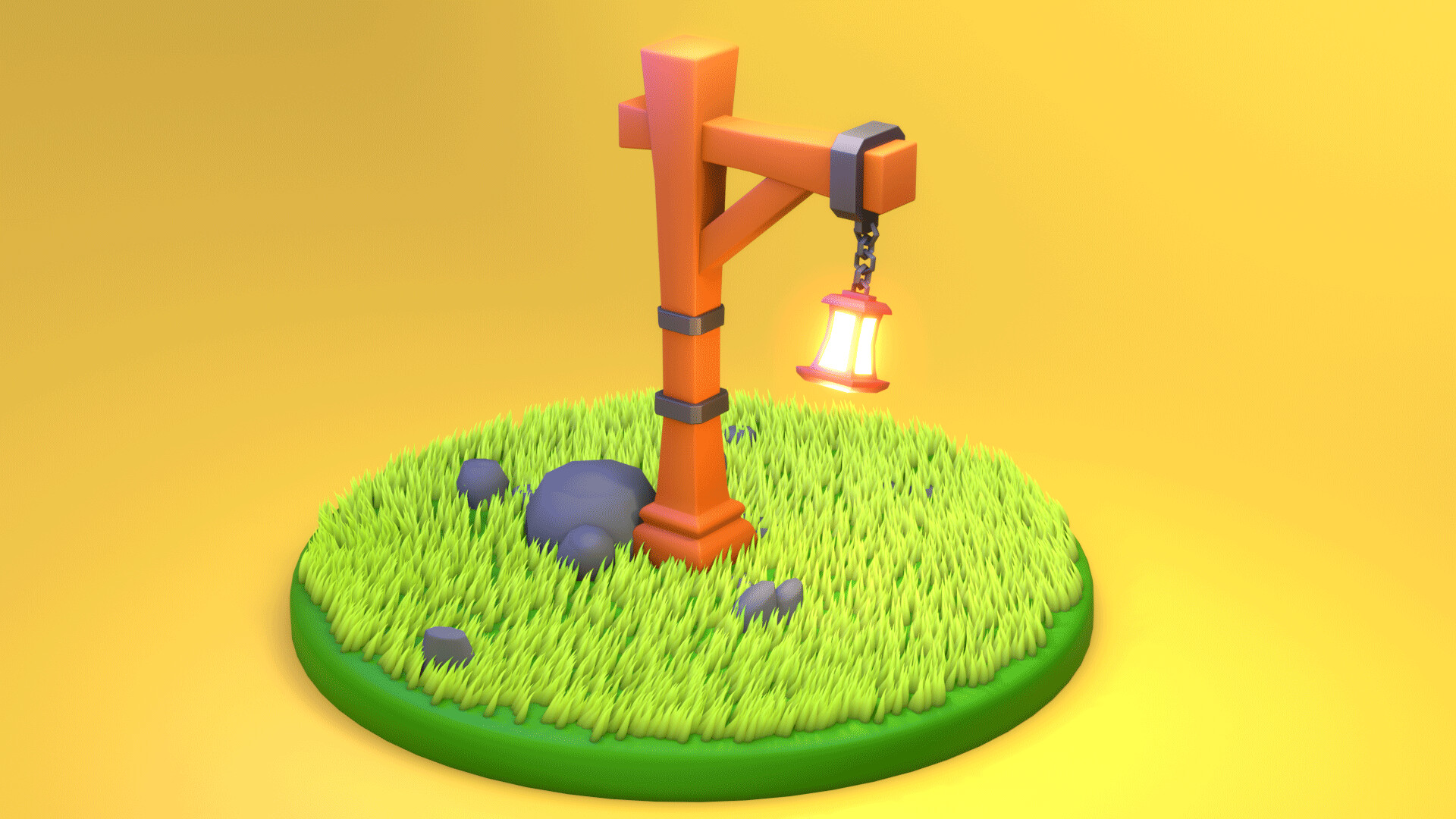 ArtStation - Stylized Lamp post.