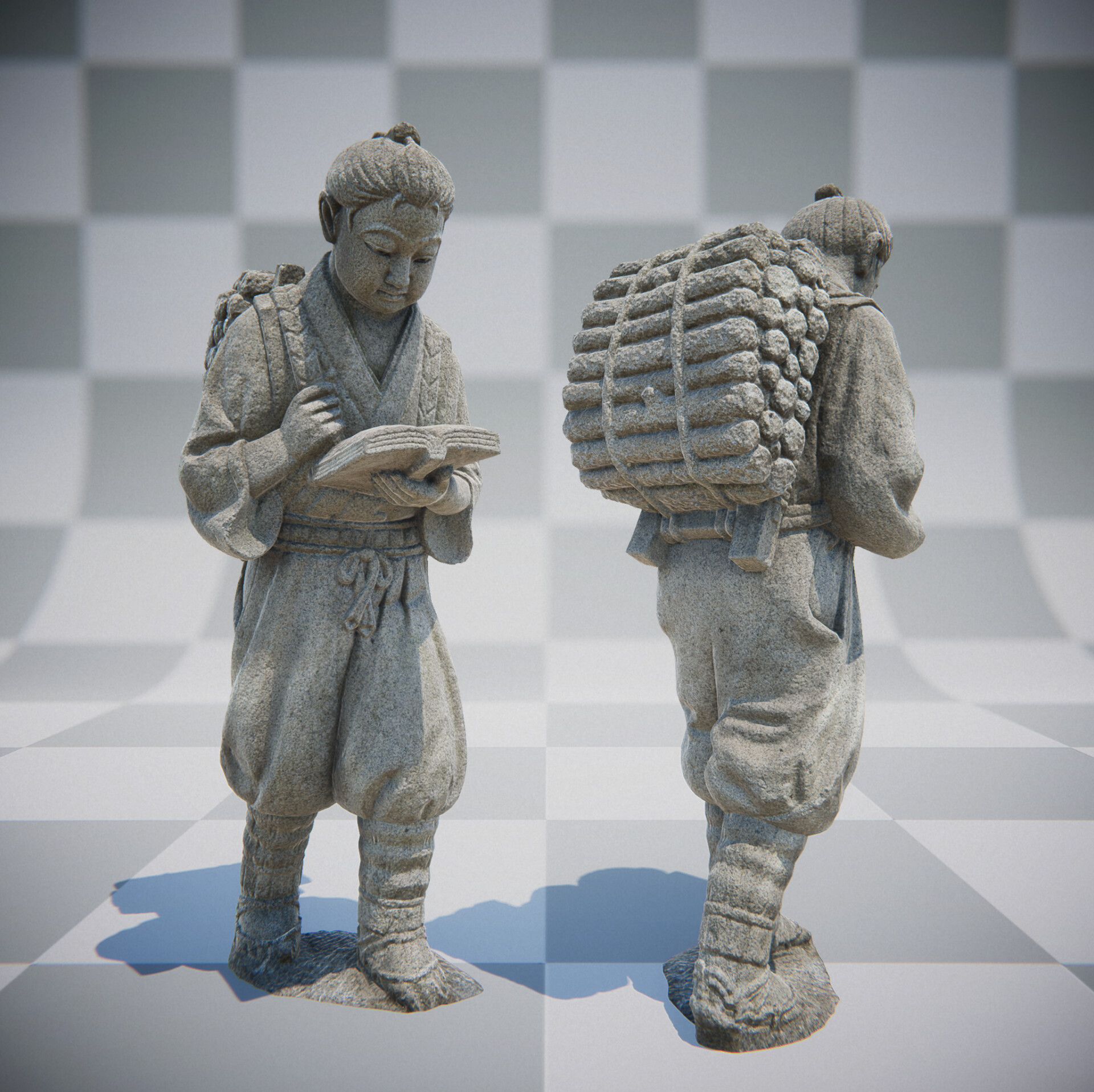 ArtStation - Photogrammetry of Japanese Statue ( Kinjiro Ninomiya )