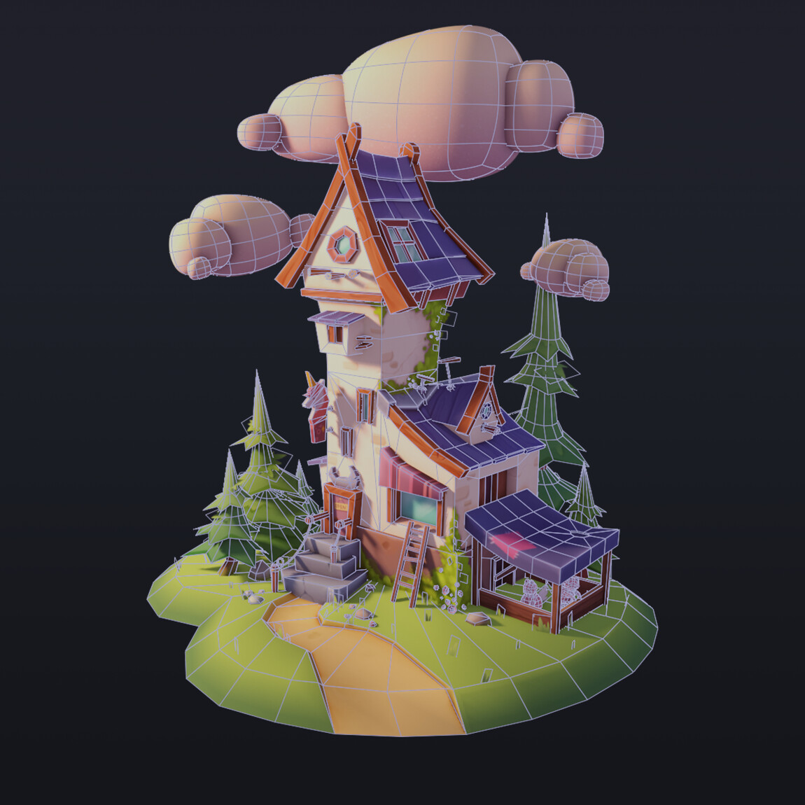 ArtStation - Stylized house | Low-poly 3D