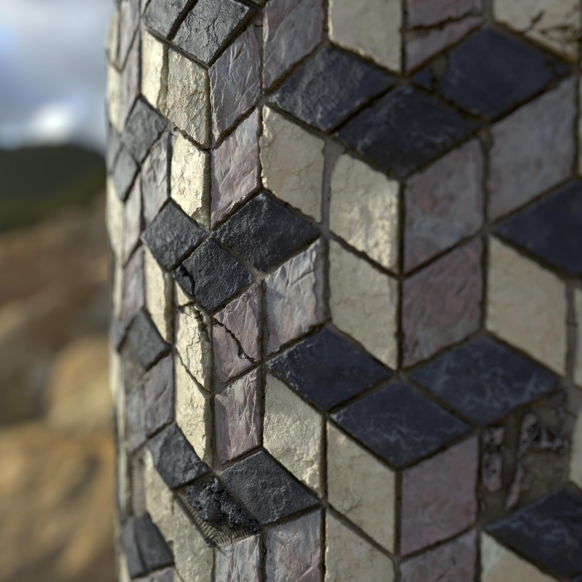 ArtStation - Worn 3D Cube Tile