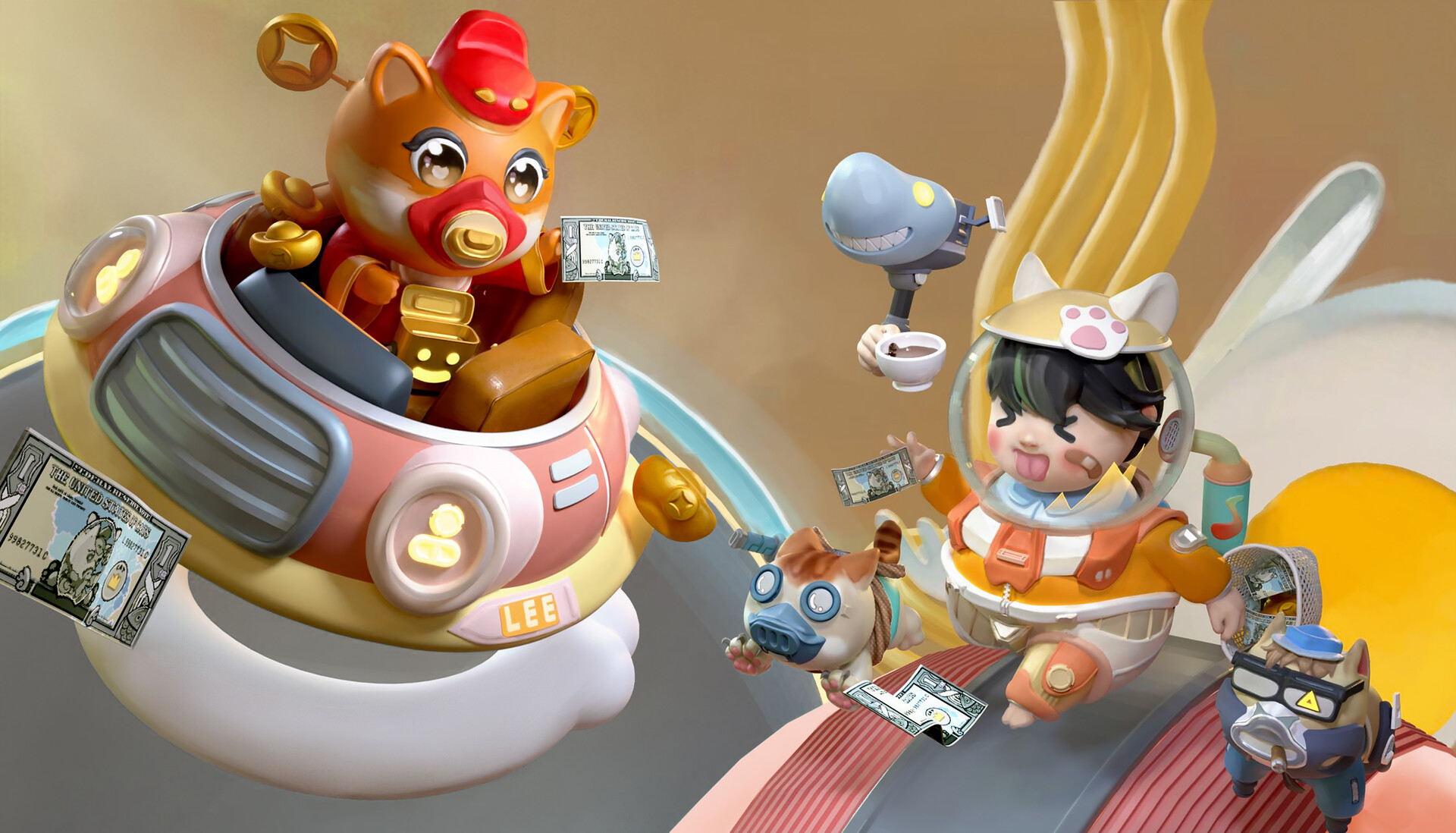 ArtStation - fortune cat in the food planet