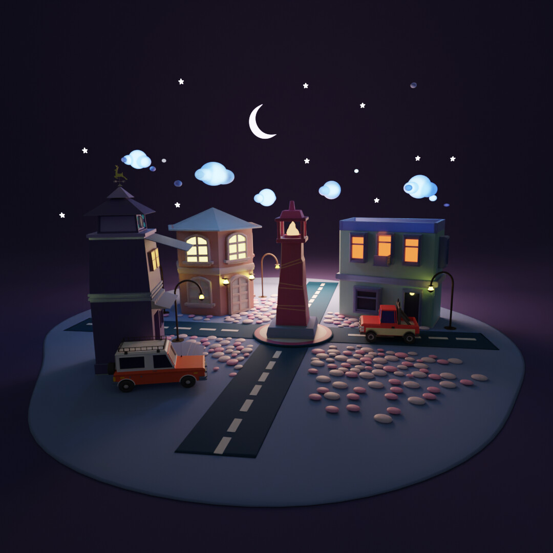 ArtStation - 3D Tony Night Scene Environment