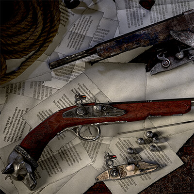 ArtStation - Flintlock double barrel musket with upgradable ...