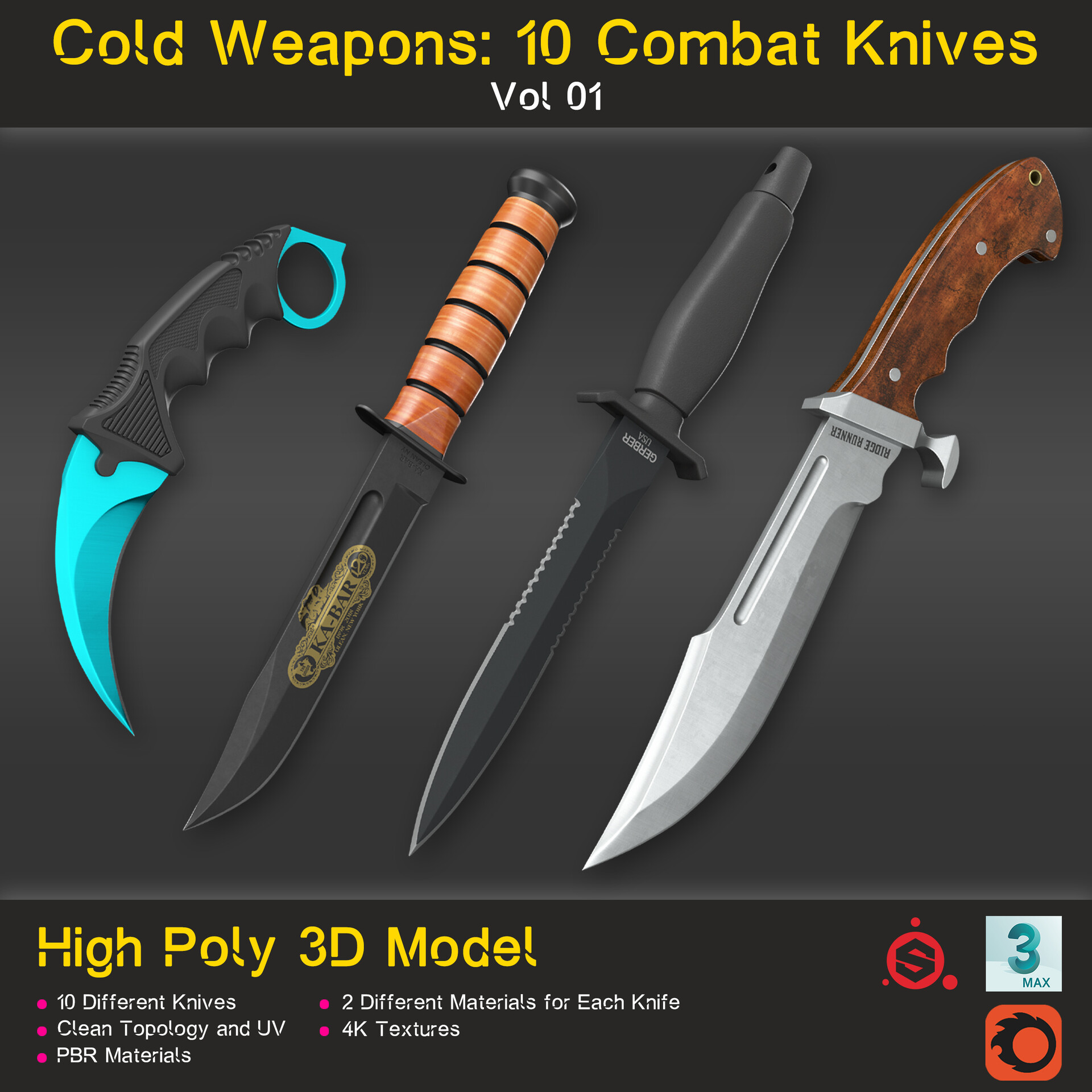 ArtStation - Cold Weapons: 10 Combat Knives (Vol 01)