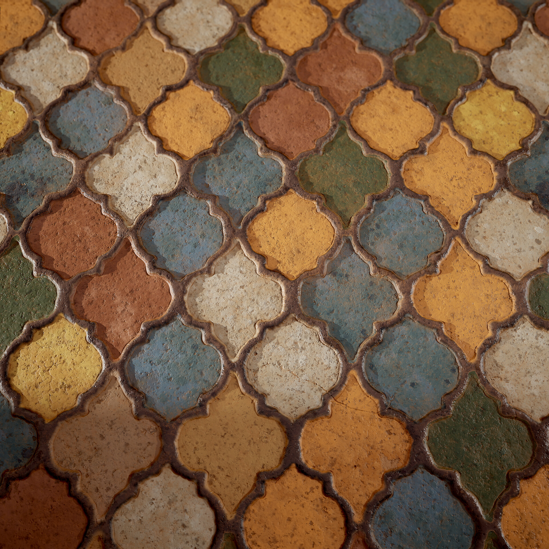 ArtStation - Ceramic tile with arabesque pattern. PBR.