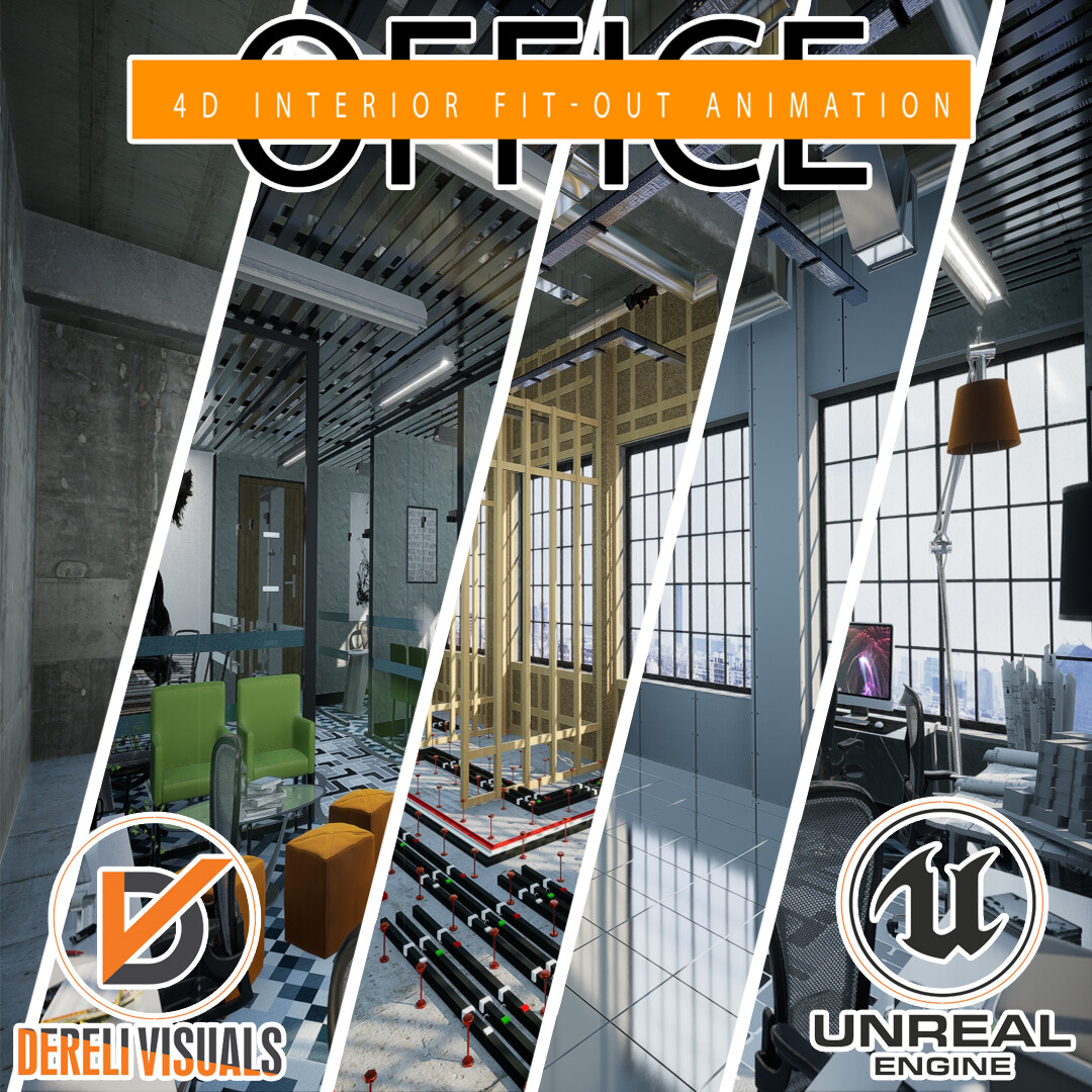 ArtStation - Office 4d interior fit-out stages of construction (UE4)