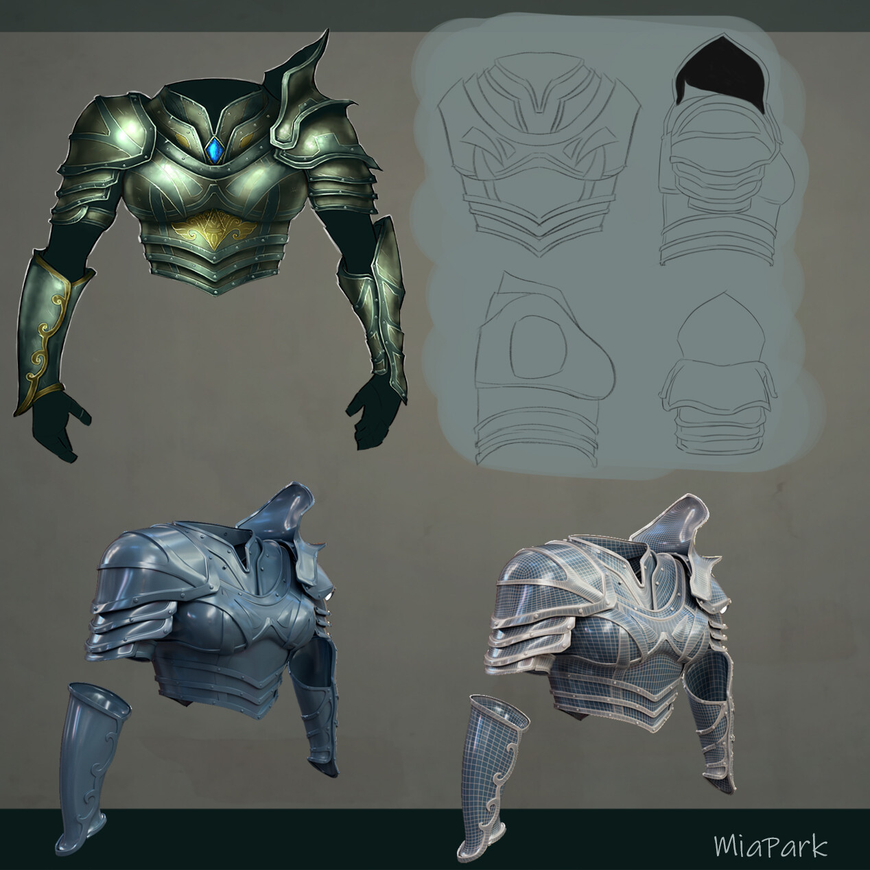 ArtStation - Fantasy Armor Set - Concept Art & 3d Models