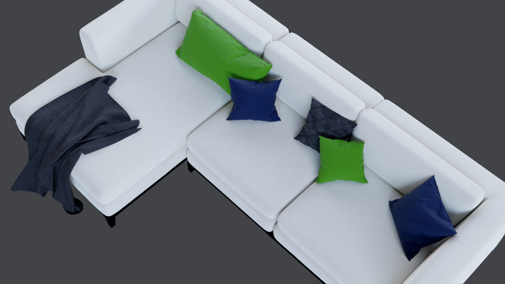 ArtStation - Classic White L shaped Sofa