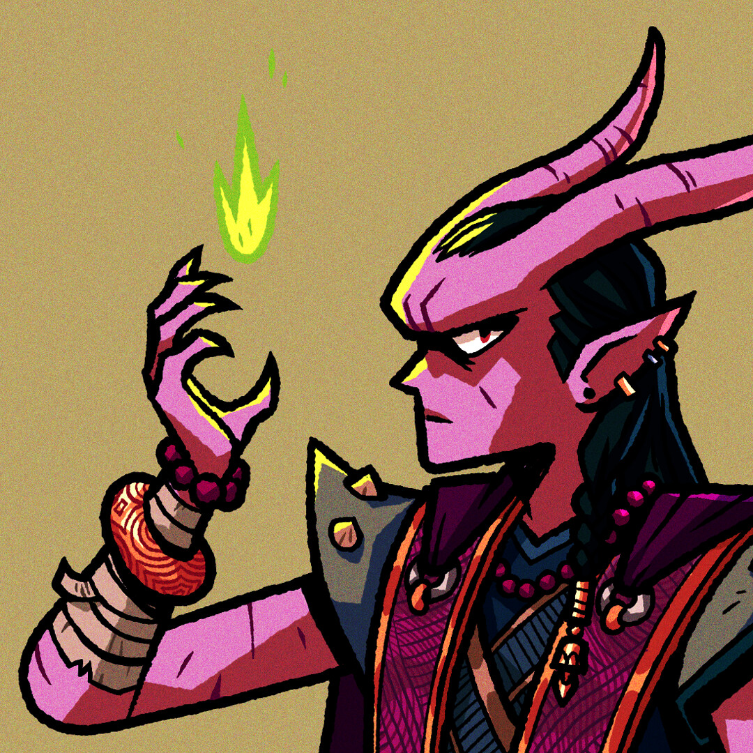 ArtStation - DnD - Warlock Tiefling - Reedos Green Fire