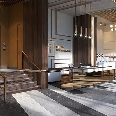 ArtStation - Lobby (place of common use) in residential complex ...