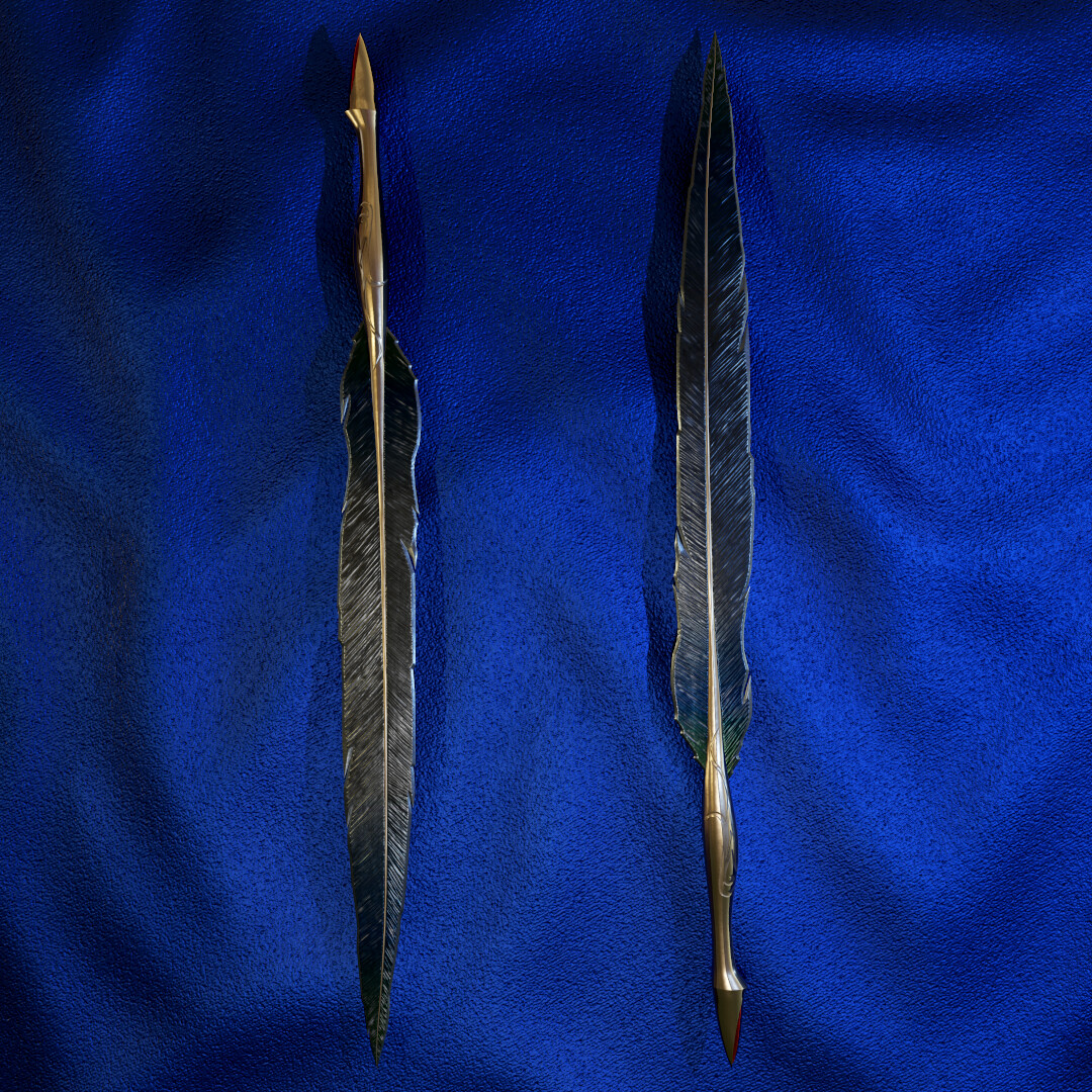 ArtStation - 3D Low-Poly Model Sword - Feather Raven