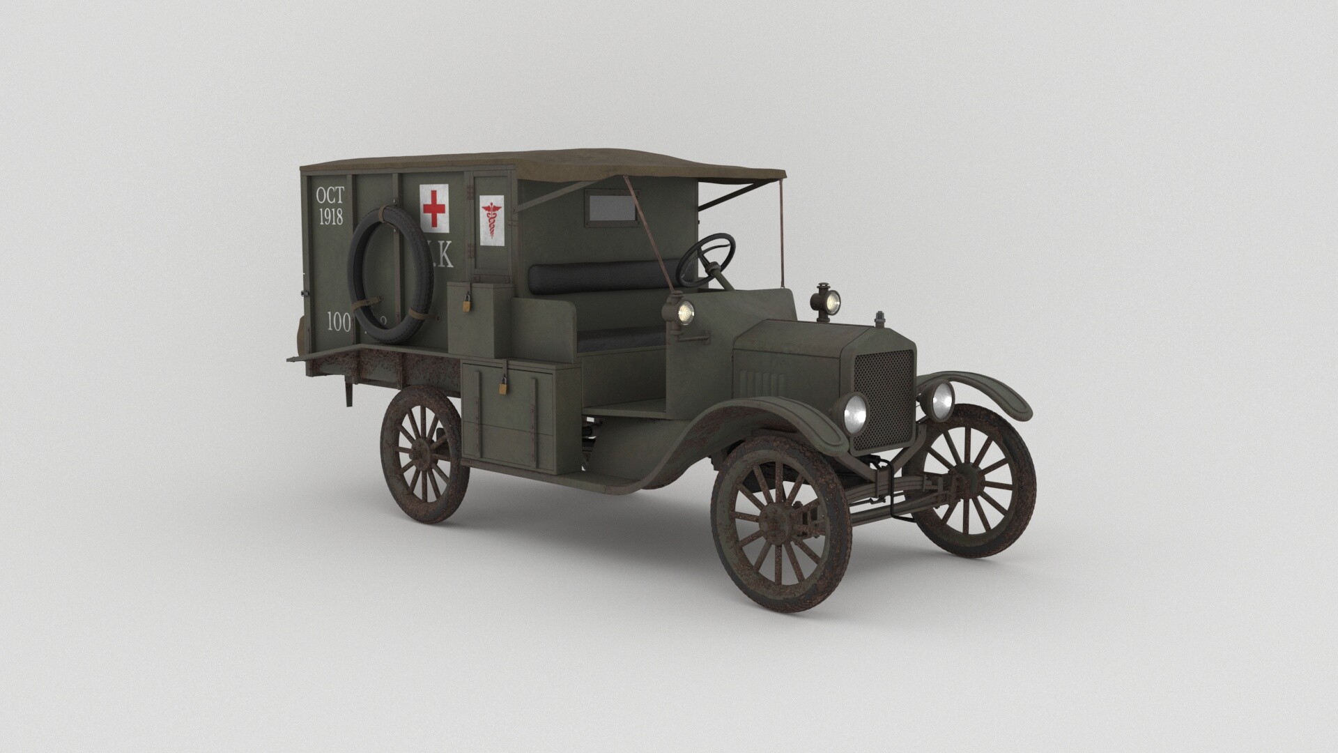 ArtStation - Model T Ford 1917 ambulance