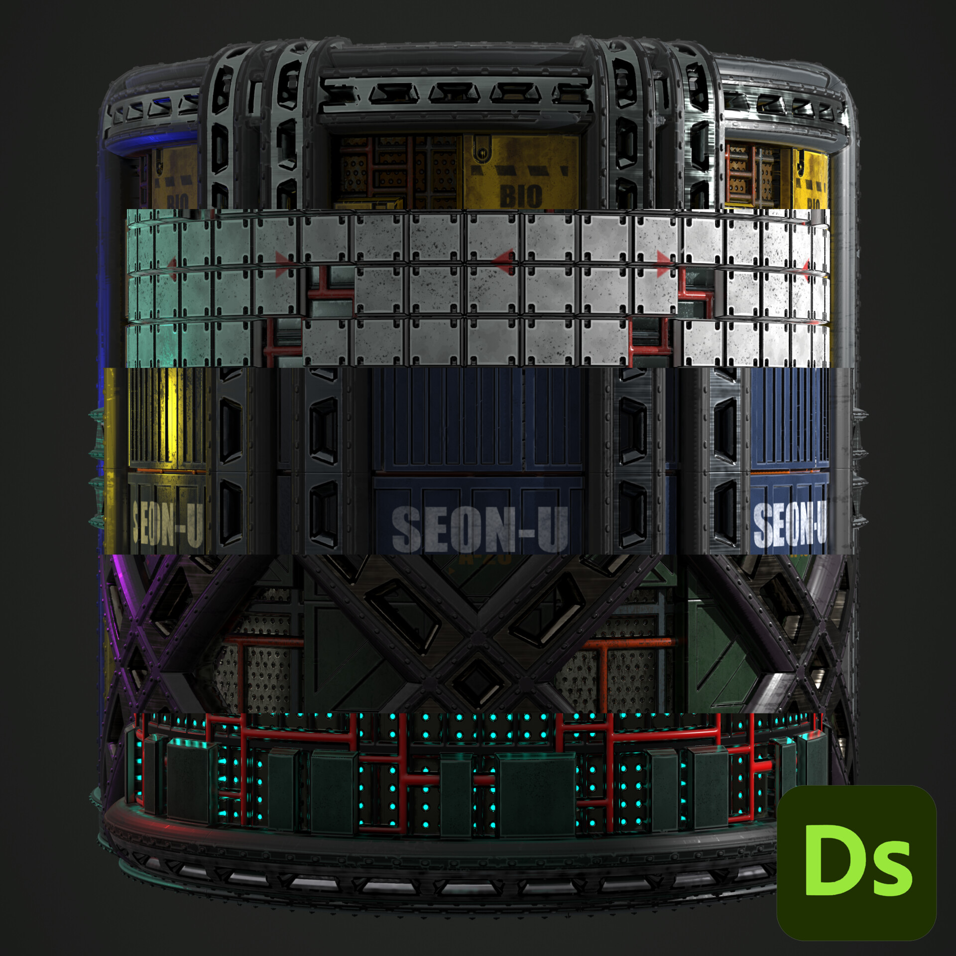 ArtStation - Modular Cel-Shaded Sci-Fi Walls