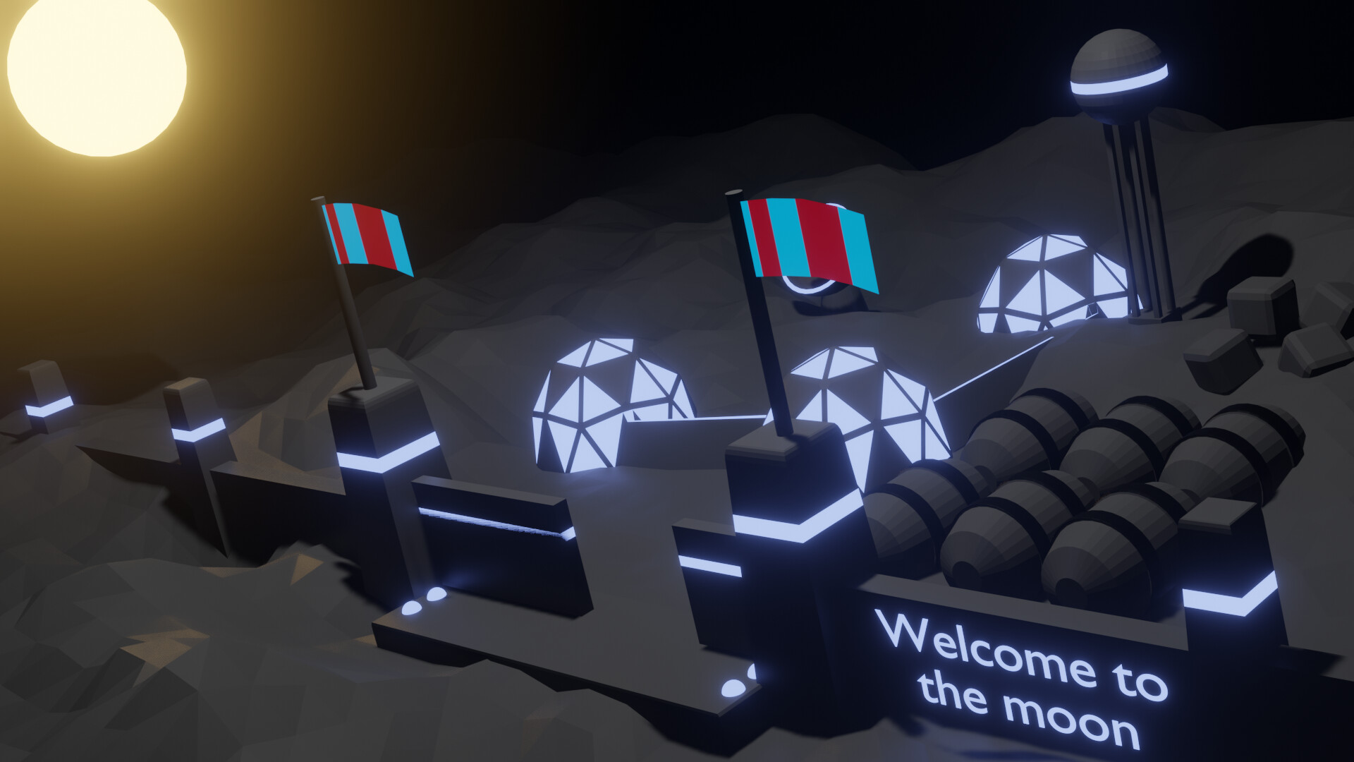 ArtStation - Arrived on the Moon: Making a Low Poly Moon Base modeled ...