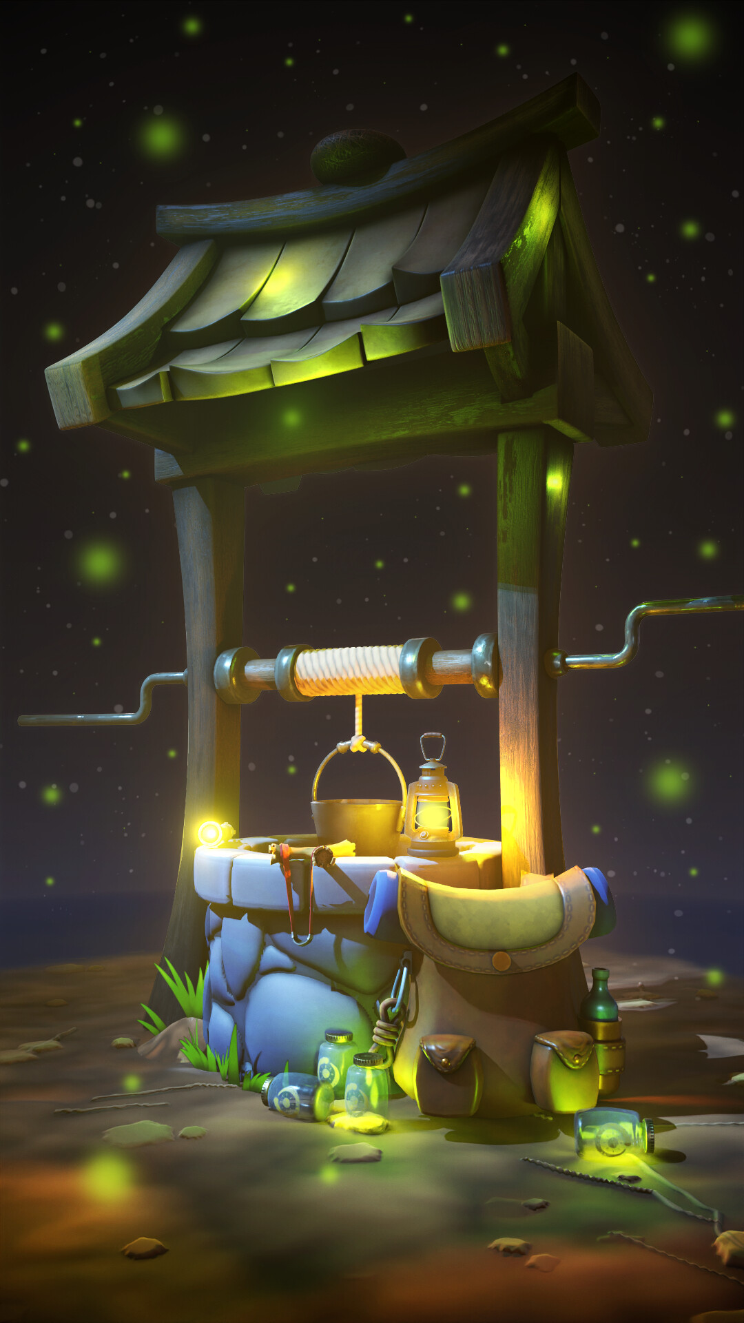 ArtStation - Fireflies & Figments: Stylized Well & Camping Gear