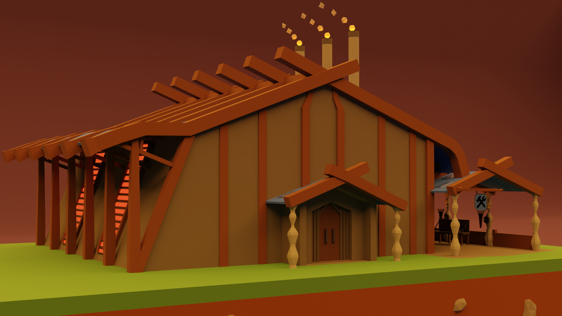 ArtStation - Low Poly Medieval Blacksmith