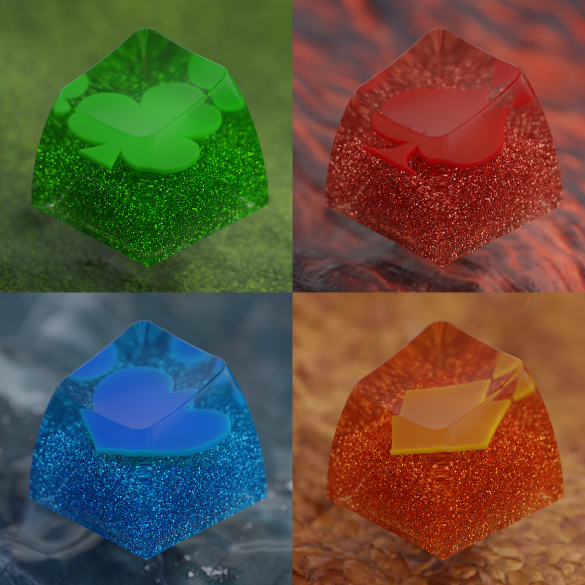ArtStation - 4 Card Suit Keycaps