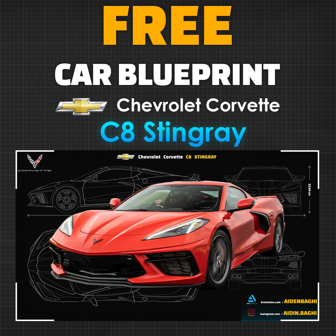 ArtStation - !! FREE !! Chevrolet Corvette C8 Stingray Blueprint