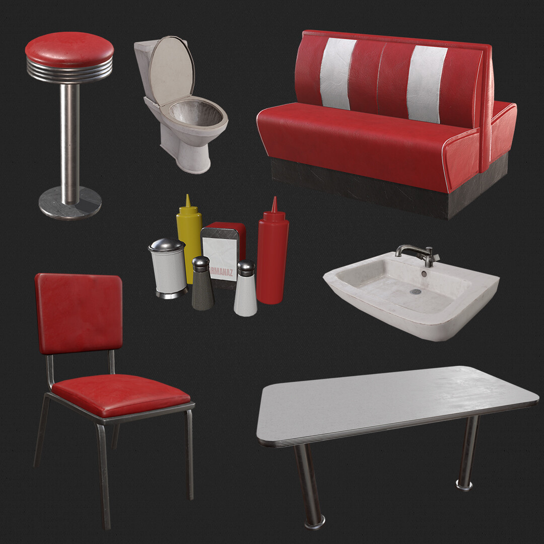 ArtStation - Retro Diner - Props Collection