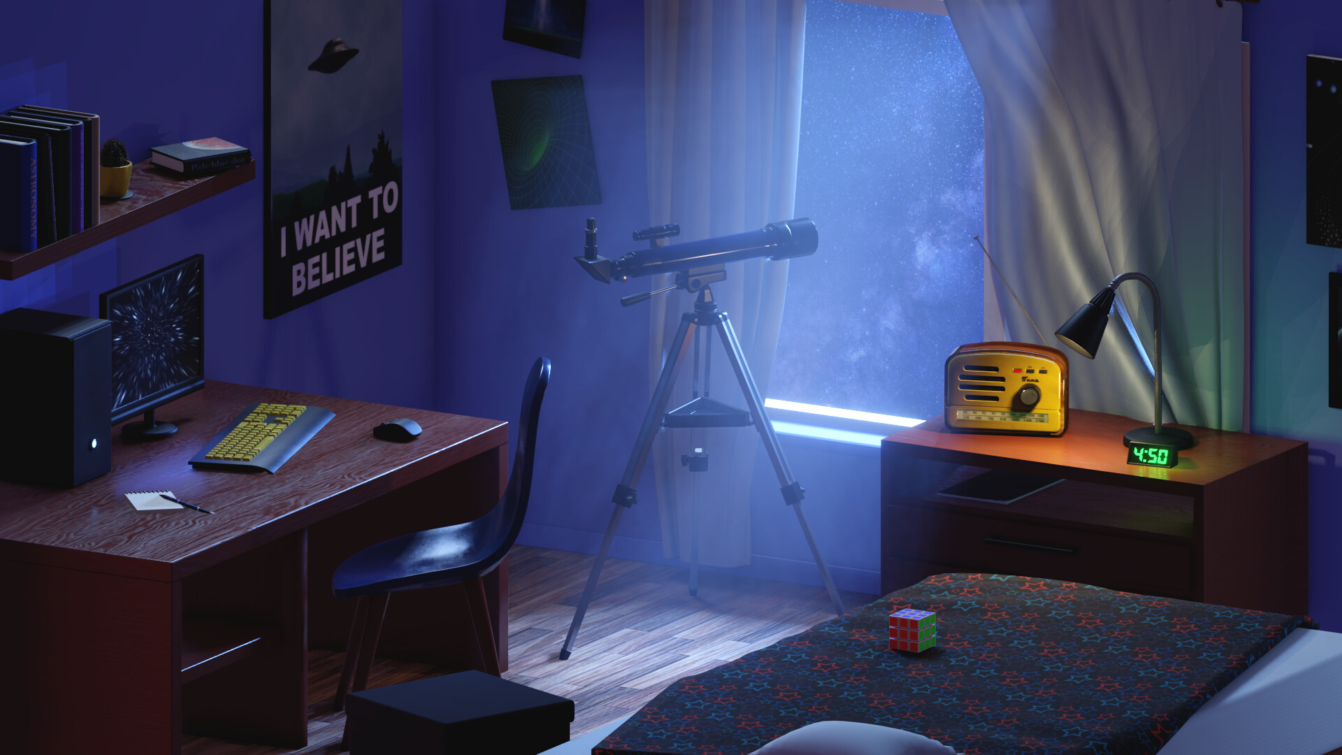 ArtStation - Starry night in the room