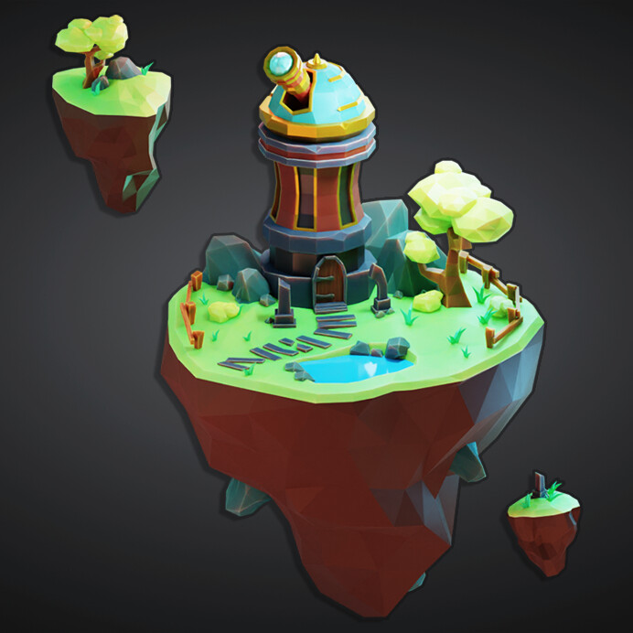 ArtStation - Floating Island Low Poly