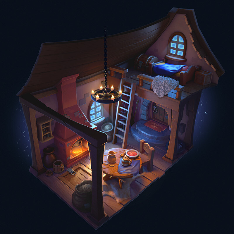 ArtStation - Viking's hut (interior)