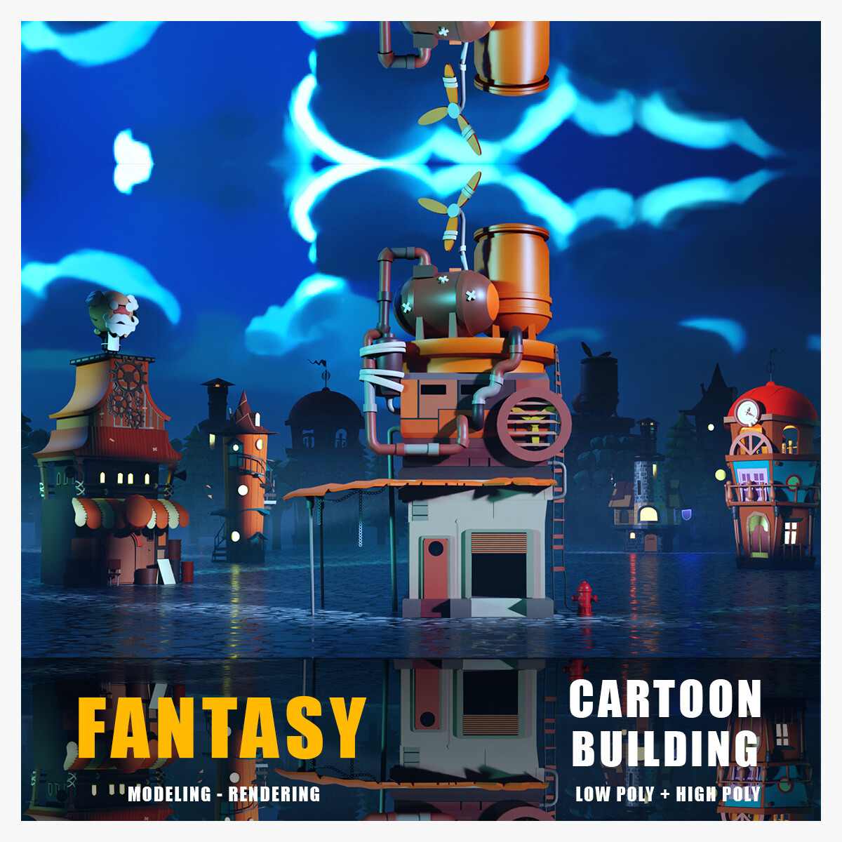 ArtStation - fantasy building collection cartoon low poly
