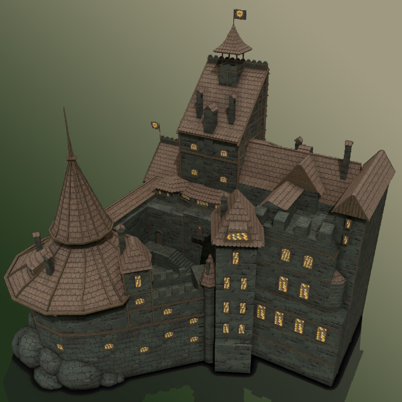 ArtStation - Stylized low poly castle