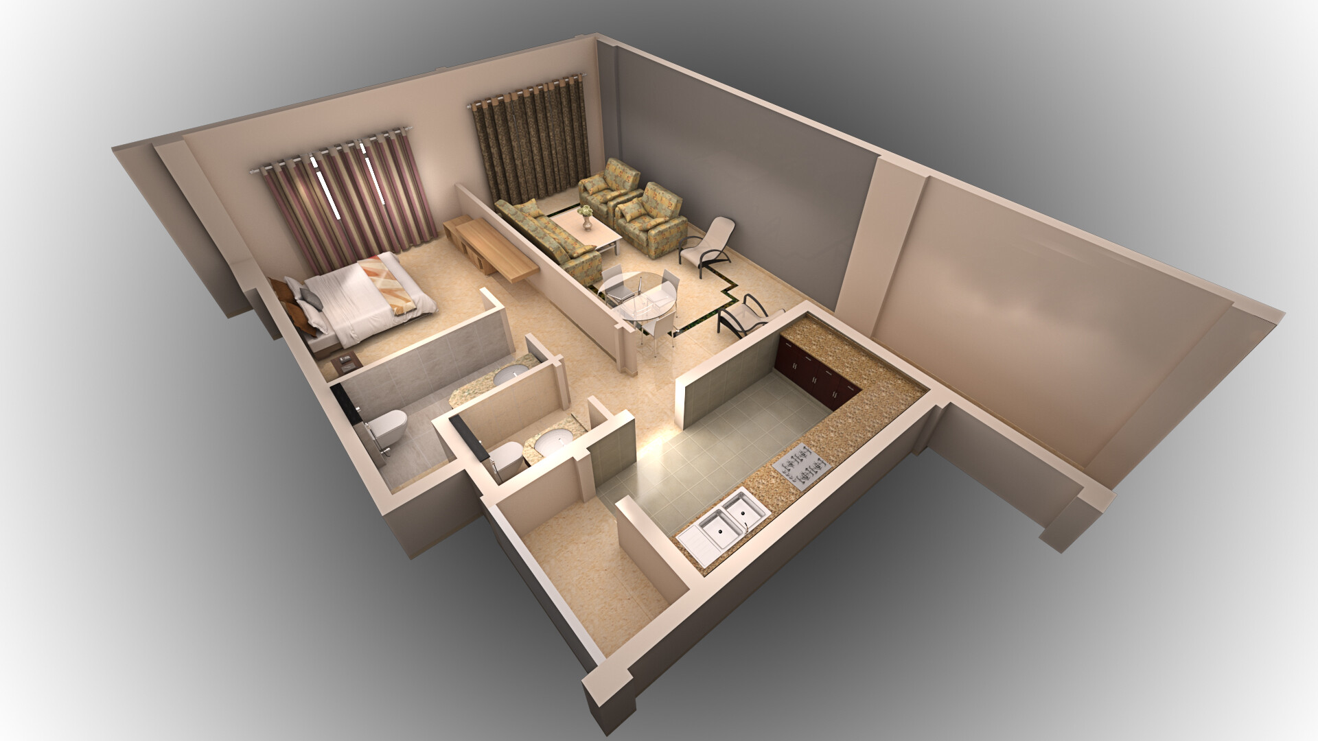 ArtStation - Apartment Design (1BHK)