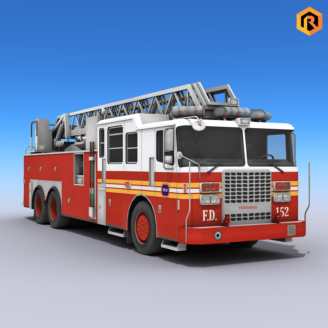 ArtStation - Fire Truck Low-poly 3D model