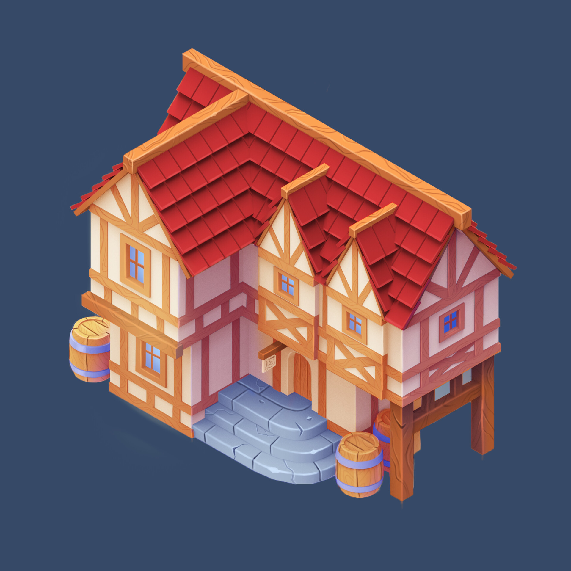 ArtStation - Medieval casual isometric house
