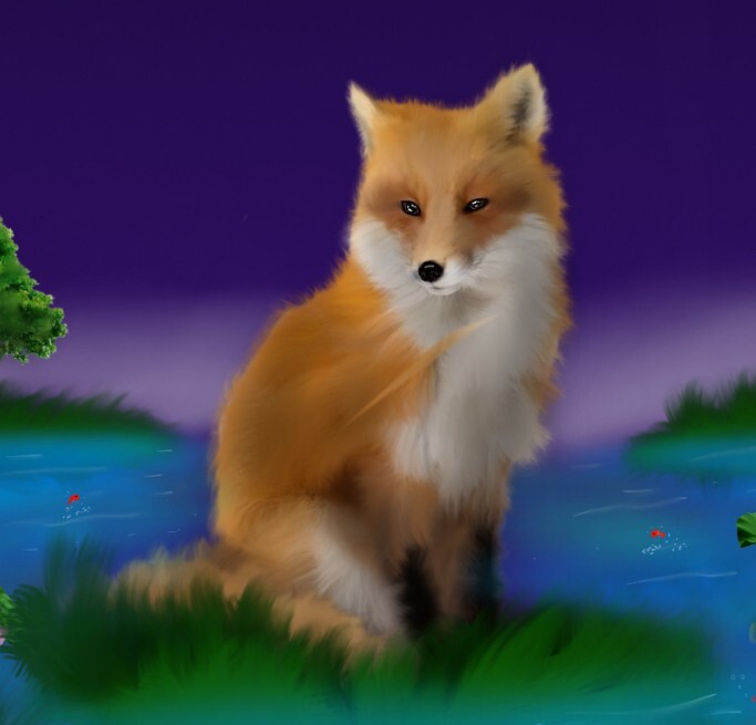 ArtStation - Nature Night with fox ...