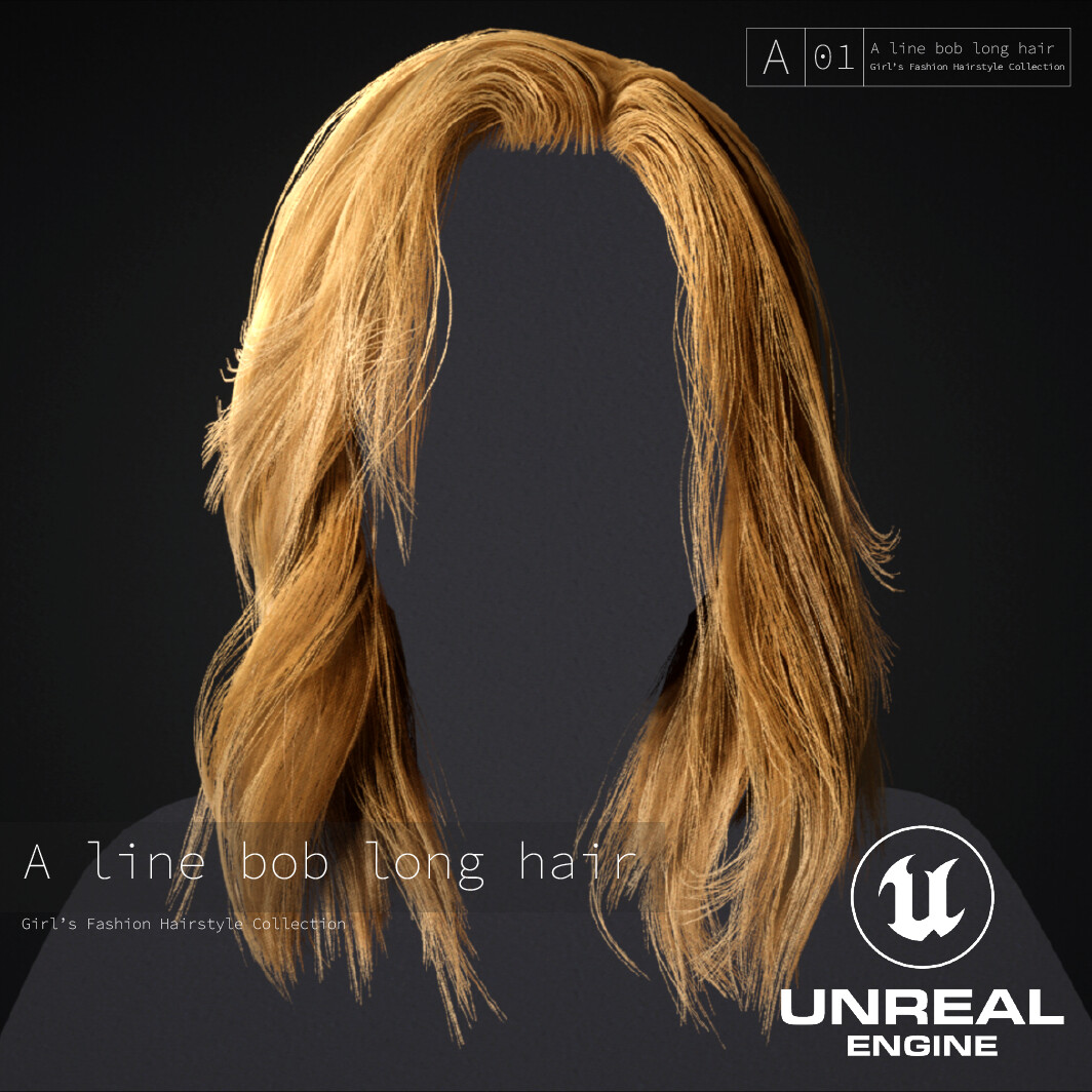 ArtStation - Real Time Hair - A line bob long hair