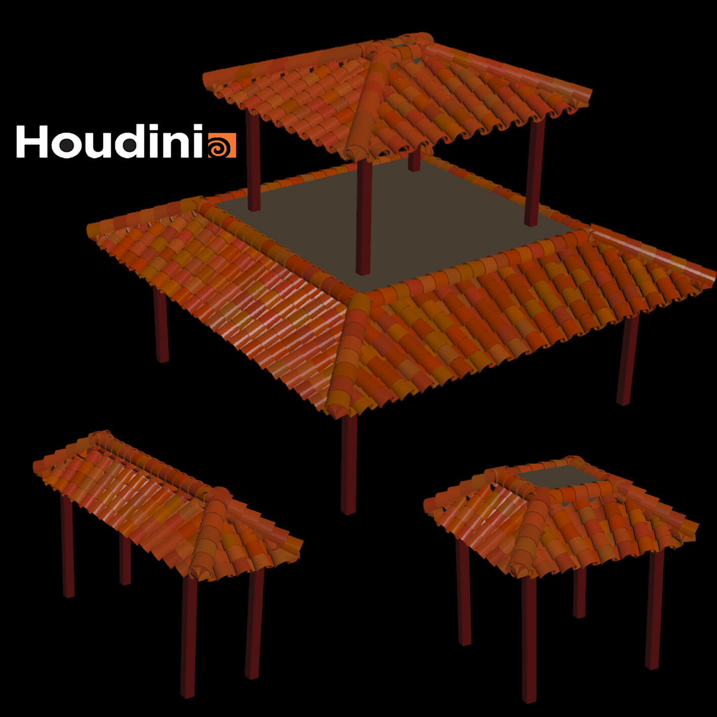 ArtStation - Houdini Tiled Roof