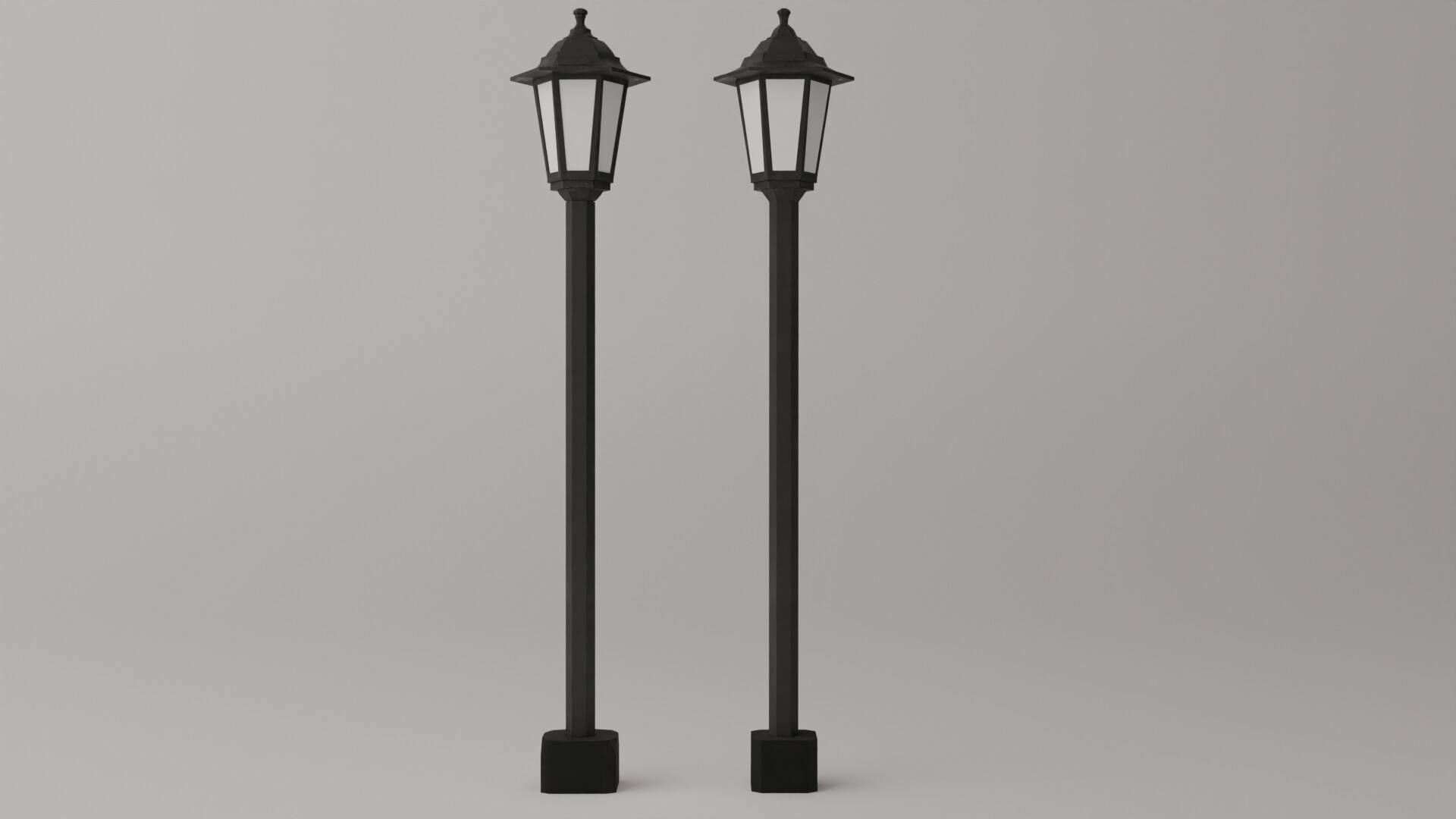 ArtStation - High poly and low poly lamp posts
