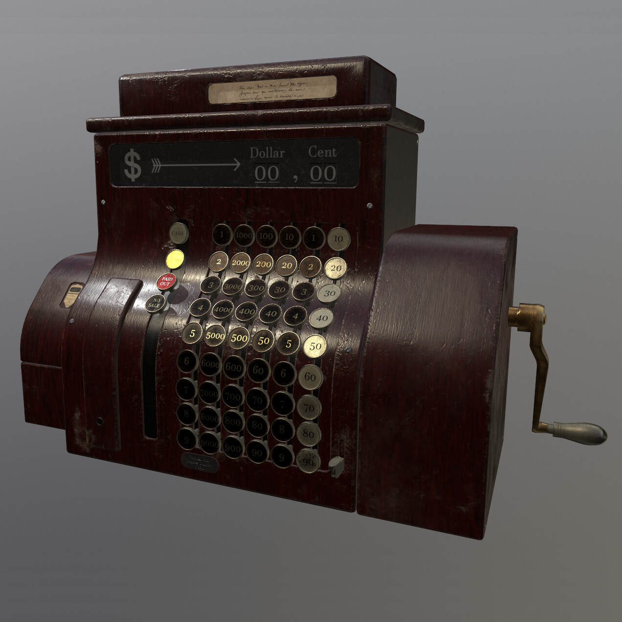 ArtStation - Vintage Cash Register, [customizable Keys/Labels, Game-Ready]