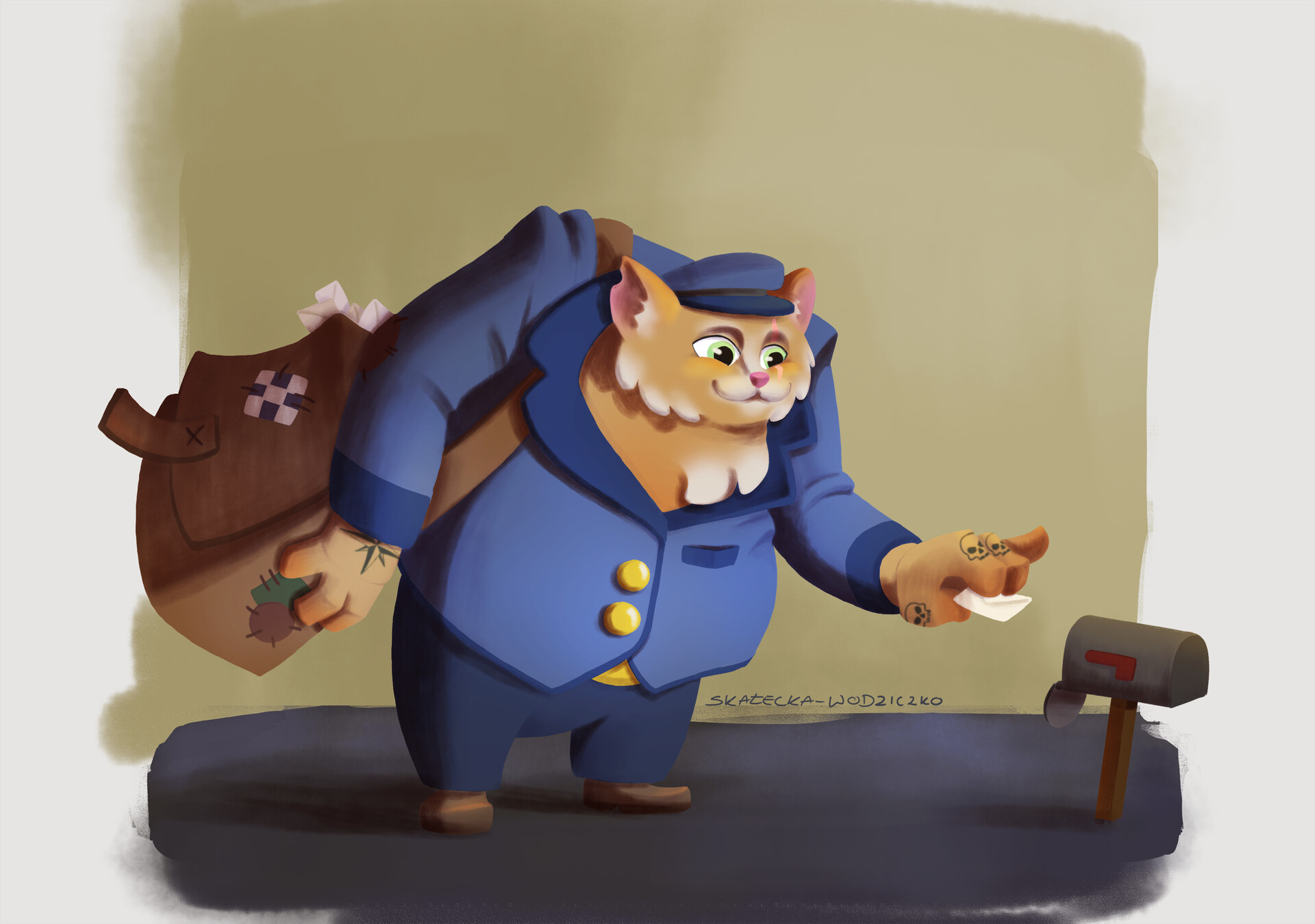 ArtStation - Mailman cat concept