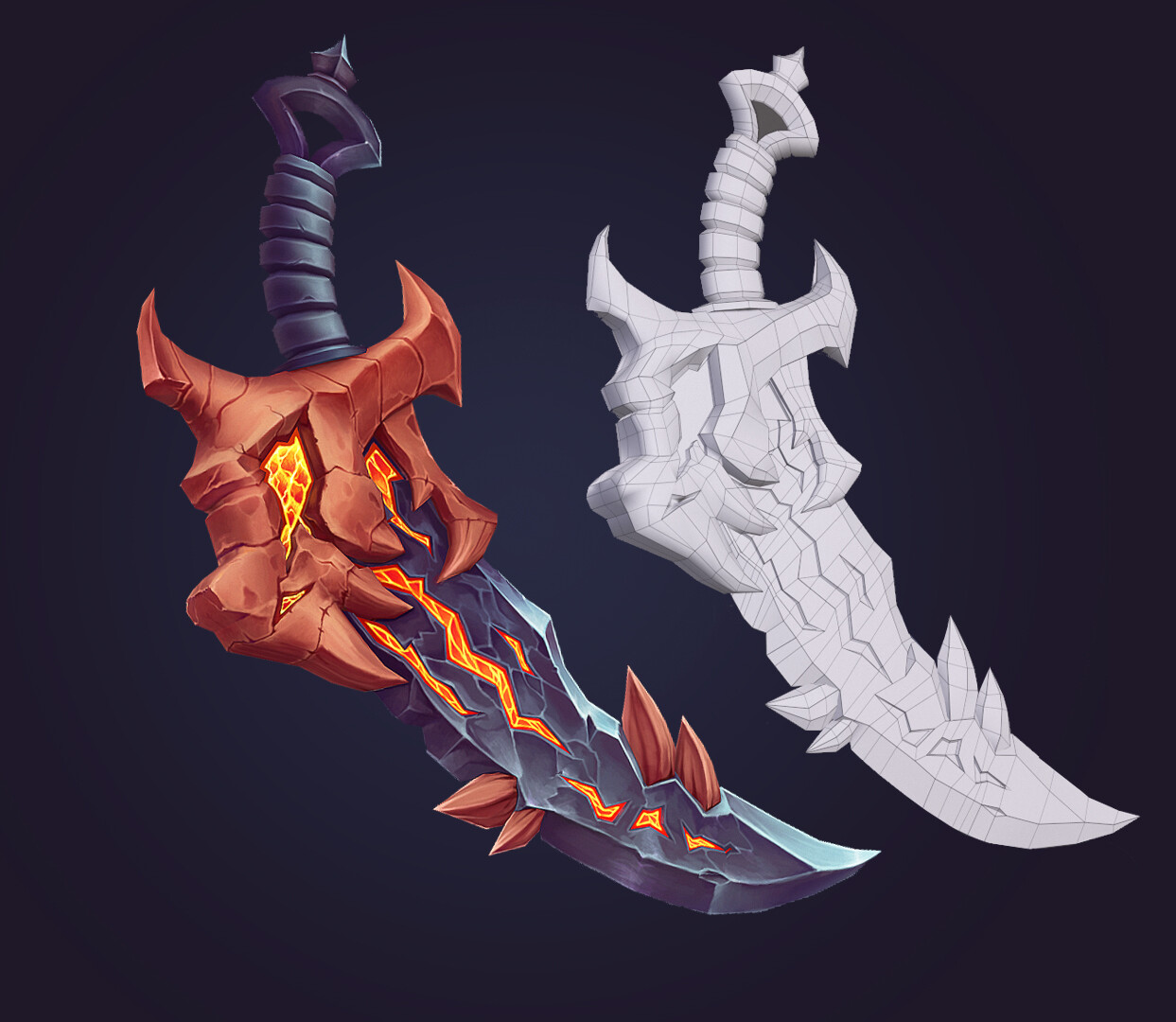 ArtStation - Stylized Hand-Painted Demon Sword