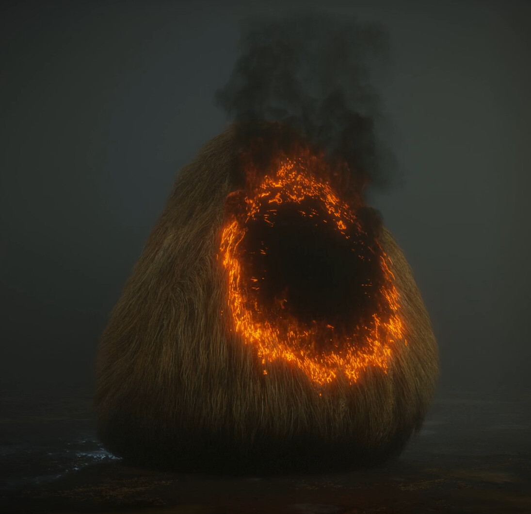 ArtStation - Burning haystack simulation