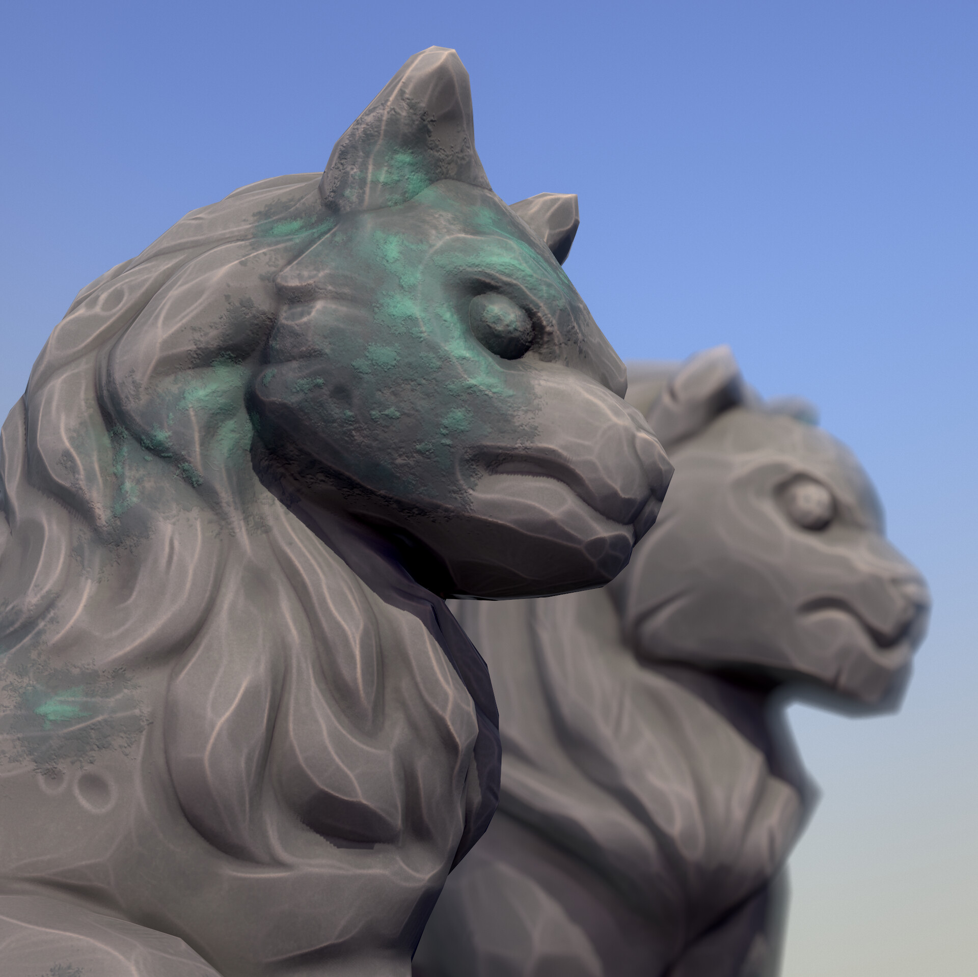 ArtStation - Wolf and Lion Statues