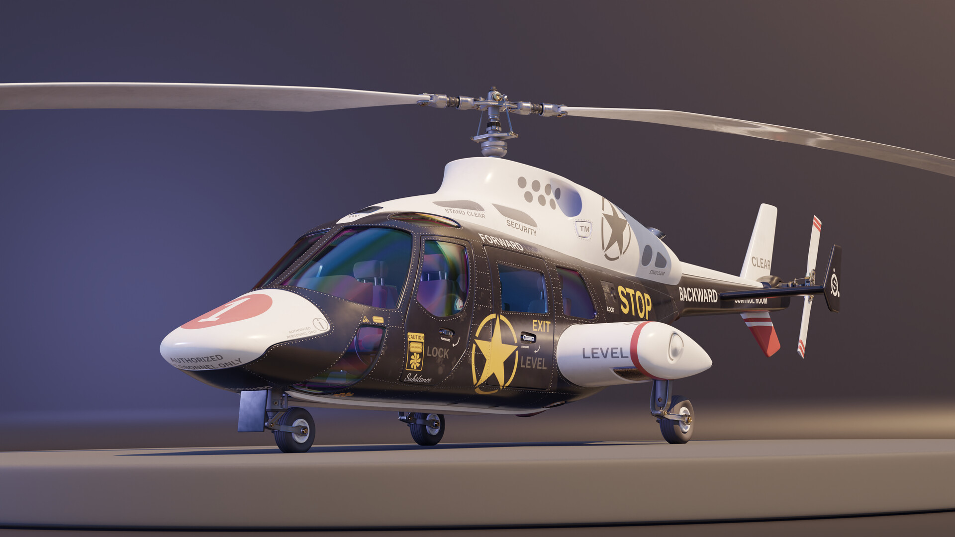 ArtStation - "Bell-222 Helicopter" high detail 3D model “Bell-222直升机 ...